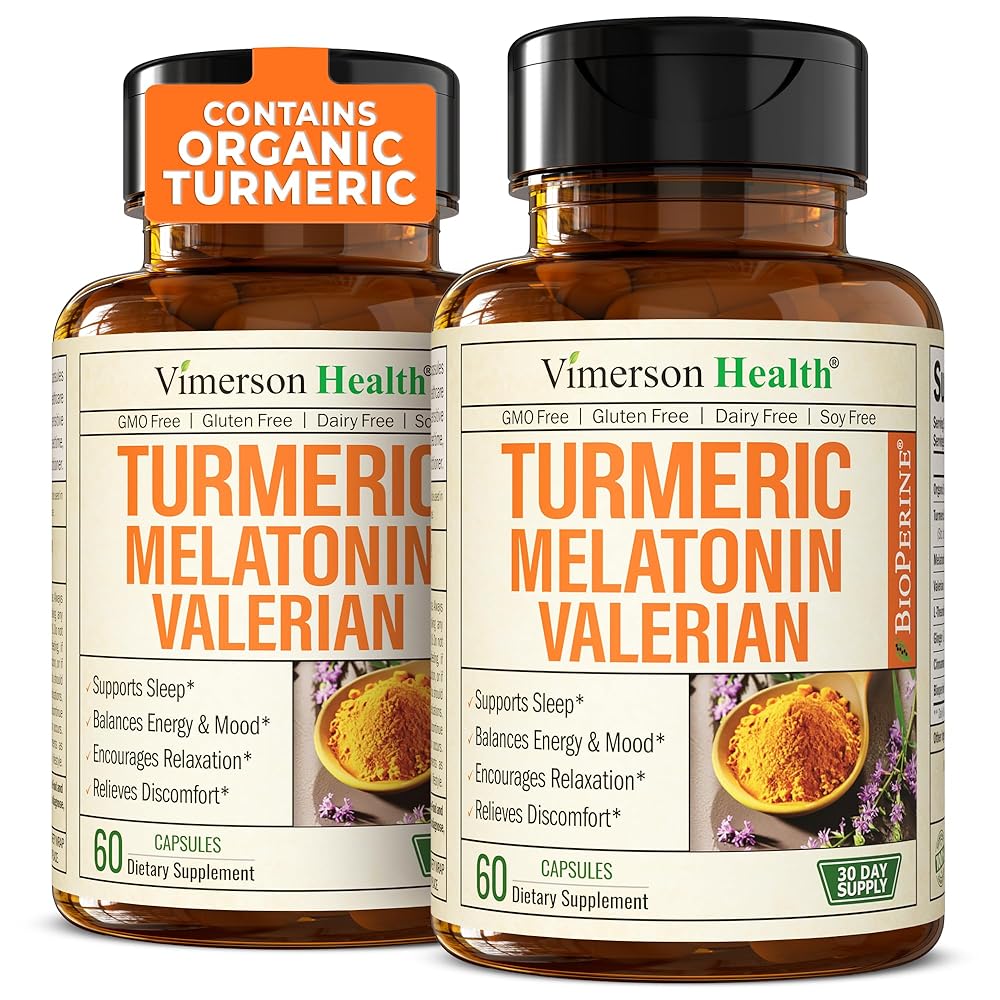 Turmeric, Melatonin & Valerian Root Sleep Aid Supplement. Natural Sleep ...